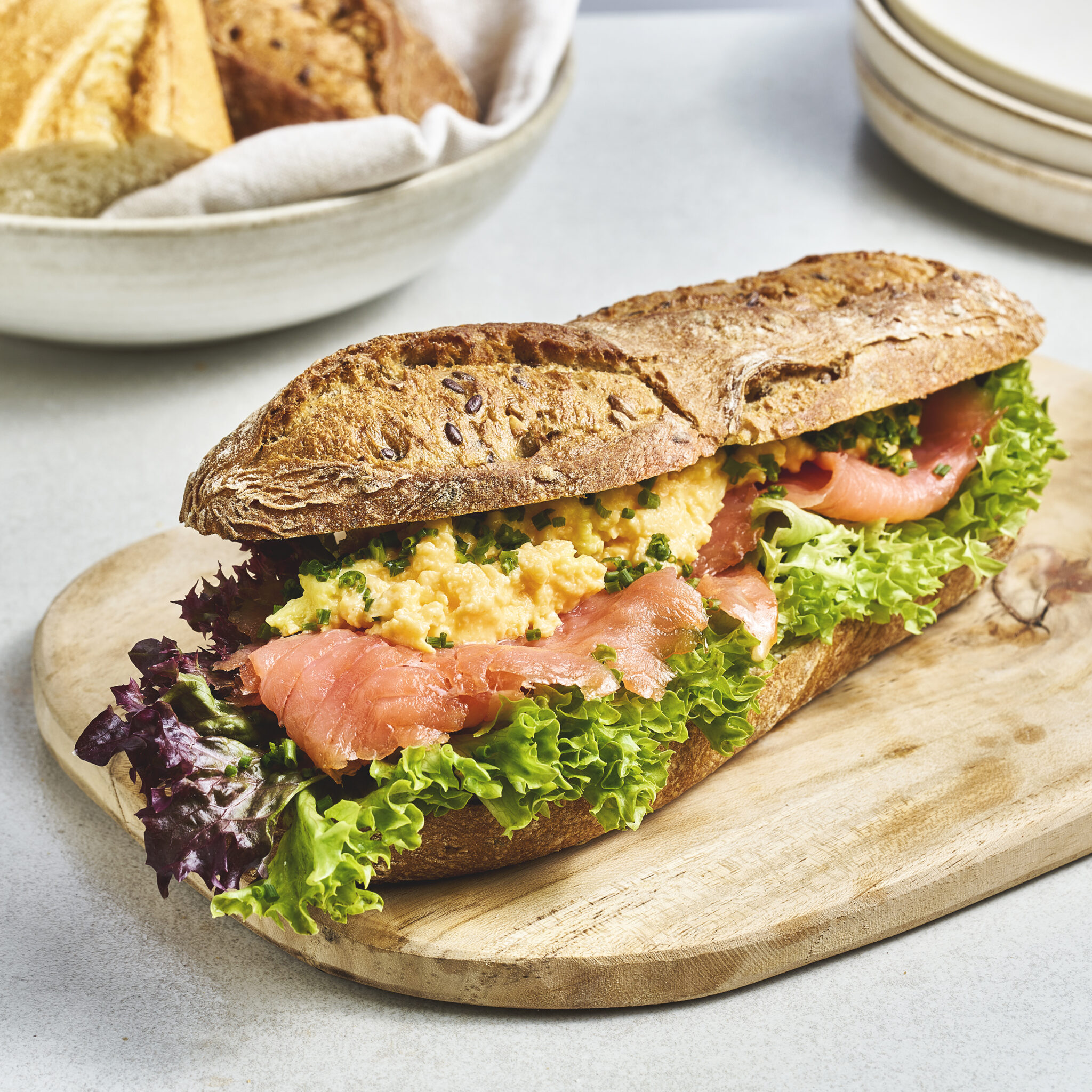 Baguette med skagerøre Oslo Spektrum februar 2025 - Kreativ Catering